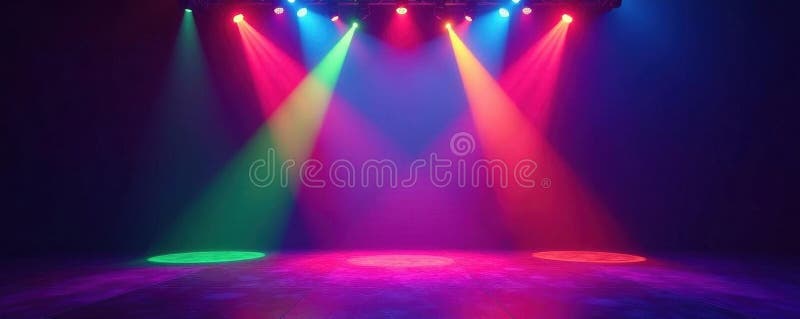 Vibrant Stage Lighting, Colorful Beams Intersect , Energy, Dramatic ...