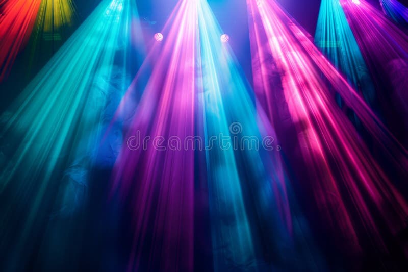 Vibrant Stage Lights with Colorful Beams on Black Background Stock ...