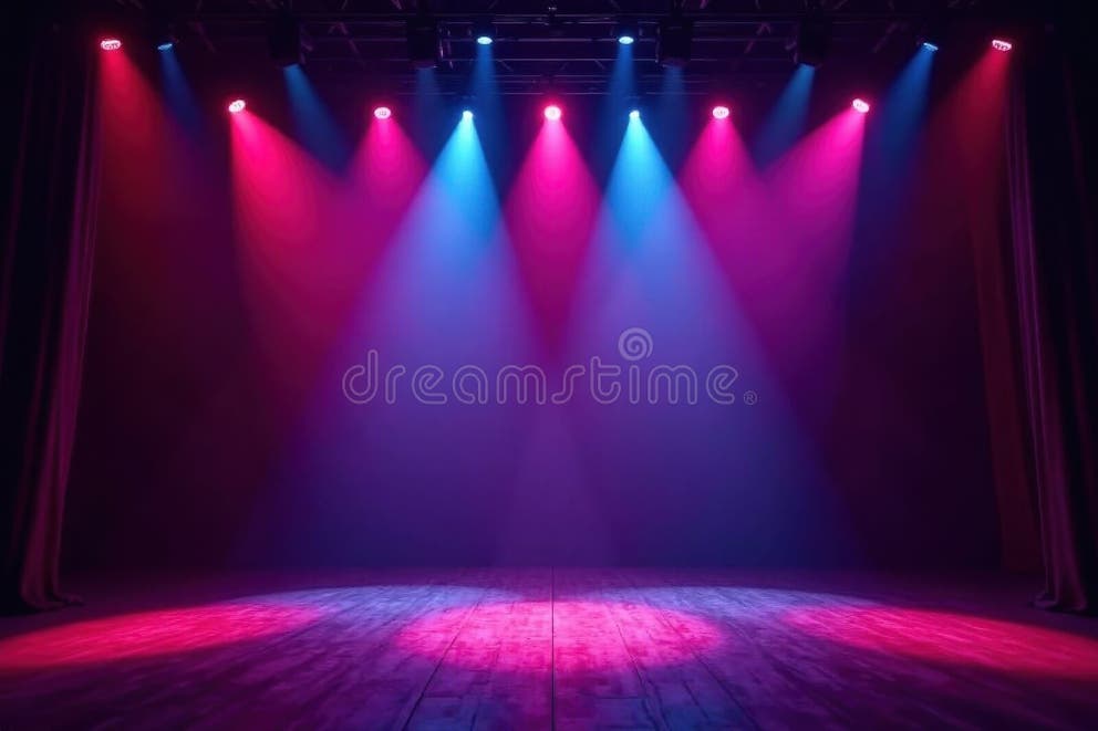 Vibrant Stage Lights Illuminate Empty Theater, Bright, Performance ...