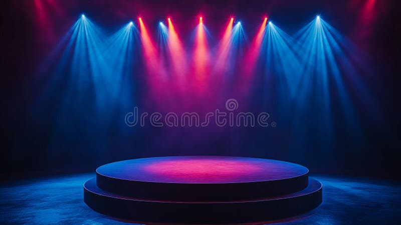 Vibrant Stage Lights Illuminating an Empty Circular Performance Area at ...