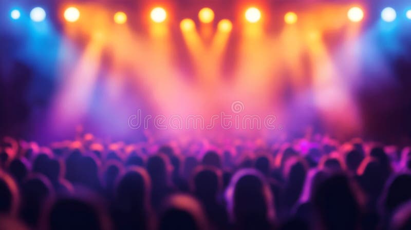 Vibrant Stage Lights Illuminating a Large Concert Crowd Stock ...