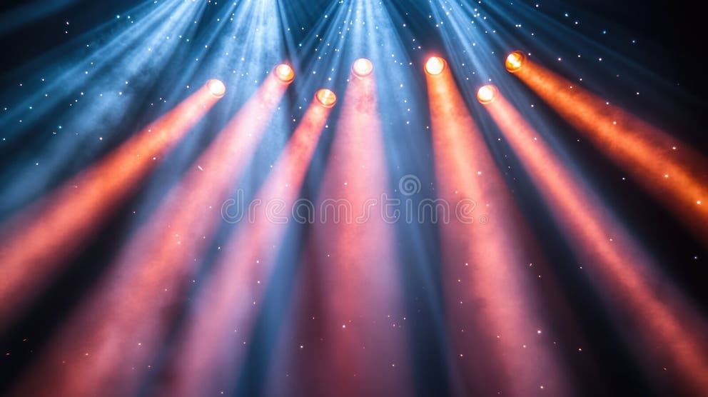 Vibrant Stage Lights Spotlighting Performance at Night Event Stock ...