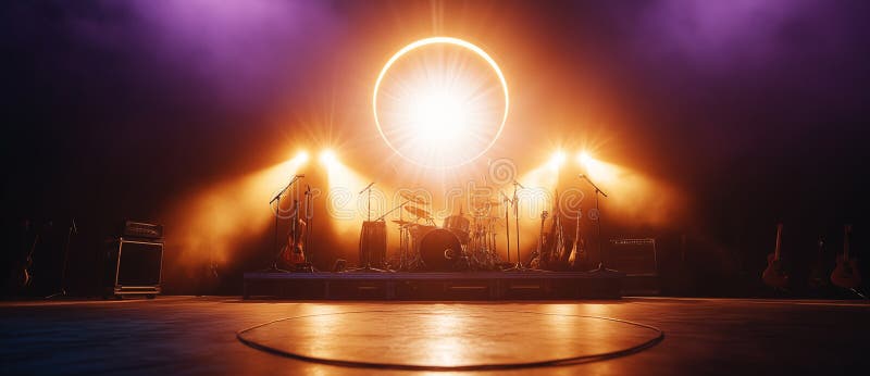 Vibrant Stage Setup Featuring Musical Instruments Spotlights and ...