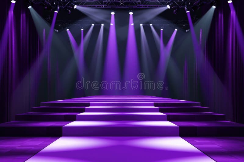 A Vibrant Stage Setup Showcasing a Purple Carpet and Runway on the ...