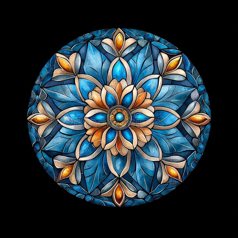 Vibrant Stained Glass Design in Renaissance Style Stock Illustration ...