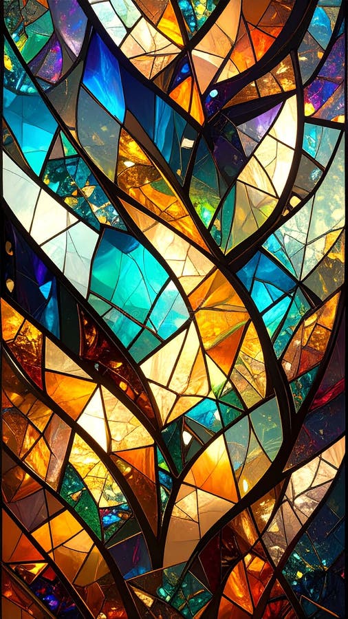 Colorful Stained Glass Seamless Pattern Wallpaper. AI Generated. Stock ...
