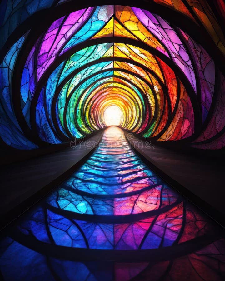 Vibrant Stained Glass Patterns with Abstract Light Reflections Stock ...