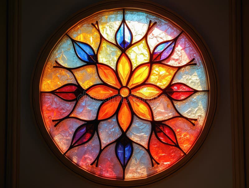 Vibrant Stained Glass Window Crafted from Candies Stock Illustration ...