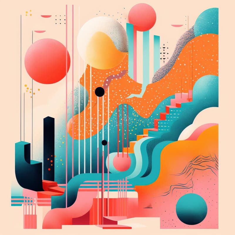 Vibrant Staircase Composition Inspired by Memphis Design Era Stock ...