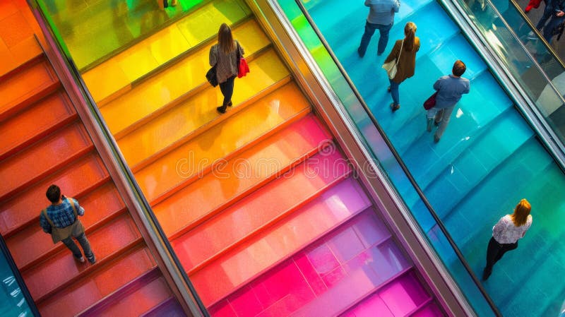 Vibrant Staircase Display with Colorful Steps Attracted Visitors Stock ...