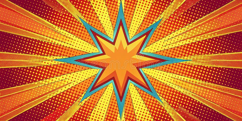 Vibrant Starburst Comic Book Background Design with Dynamic Rays and ...
