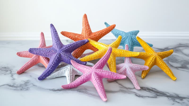 Vibrant Starfish Marble Art a Burst of Color in a Creative Studio ...