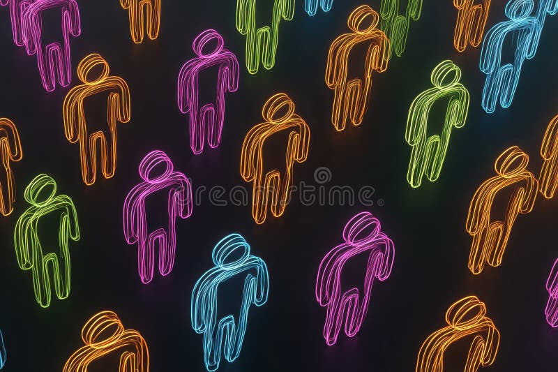 Vibrant Stick Figures Representing Social Networking Concepts in ...