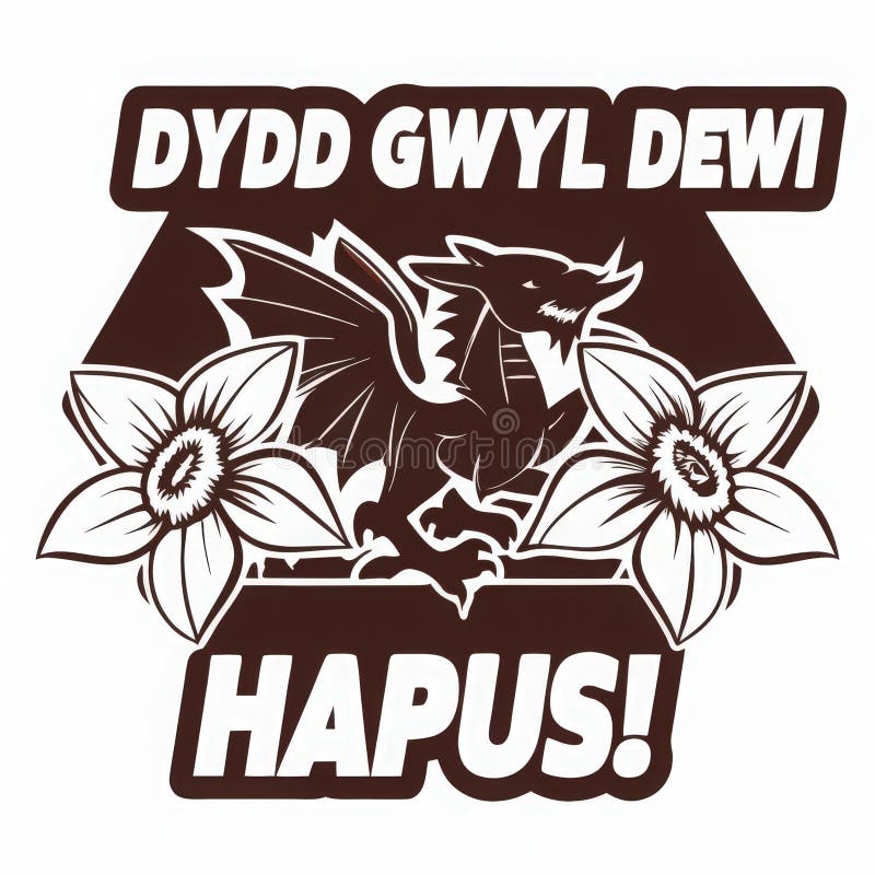 Traditional Welsh Dragon Sticker with Bold Typography Stock ...