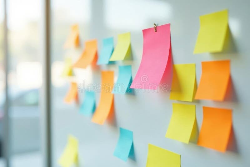 Vibrant Sticky Notes Displaying Website Wireframe Drafts on a ...