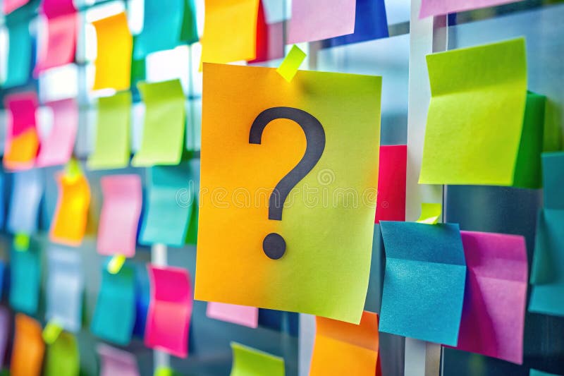 Vibrant Sticky Notes with Question Marks on a Glass Board a HighQuality ...