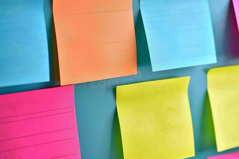 Vibrant Sticky Notes on Whiteboard Capturing Collaborative and Creative ...
