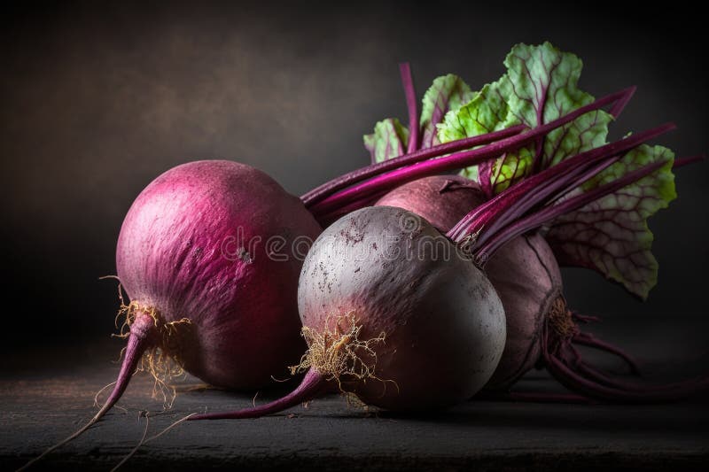 A Vibrant Still Life Photo of Fresh Organic Beetroot Including Root ...