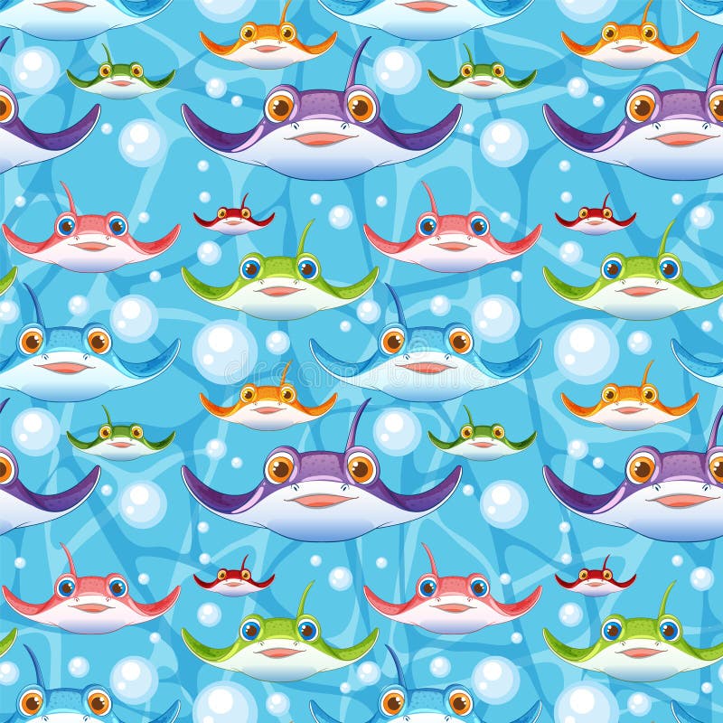 Vibrant stingrays swimming stock vector. Illustration of pattern ...