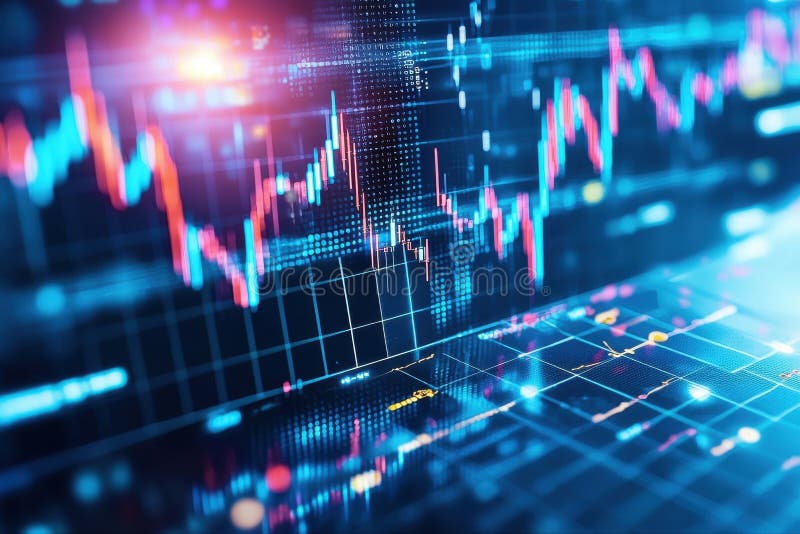 Vibrant Stock Chart Representing Market Trends in Blue and Pink Color ...