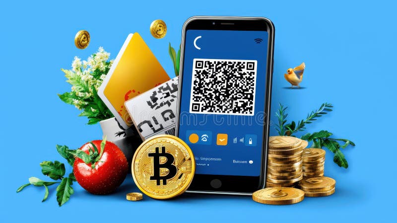 Modern Mobile Phone Displaying Cryptocurrency QR Code on Vibrant ...
