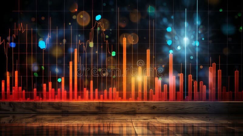 Vibrant Stock Market Trends Display Dynamic Data Visualization at Nighttime. Generative AI Stock ...