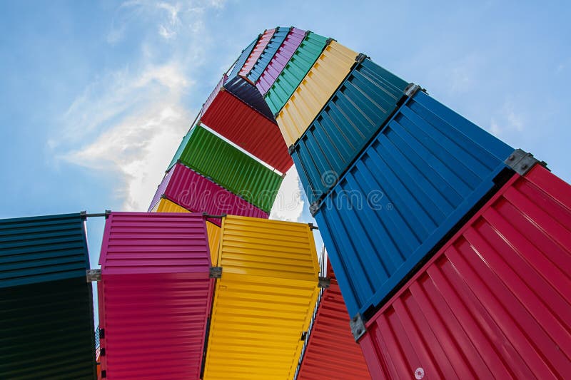 Vibrant Storage Structure Comprised of Multiple Shipping Containers ...