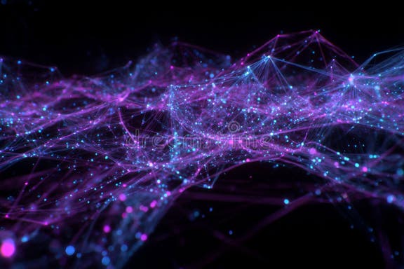 Vibrant Strands of Blue and Pink Light Weave Together in an Abstract ...