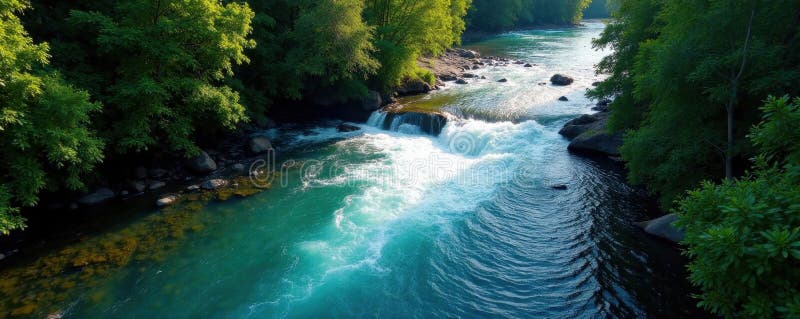 Vibrant Stream Merges with Calm River, Aerial View, Water, Shadow Stock ...