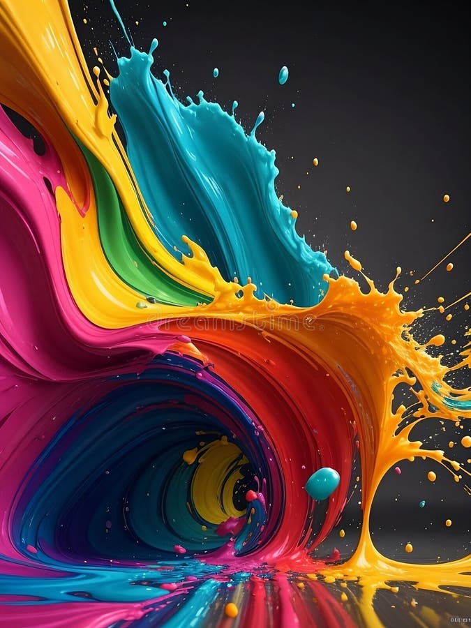 A Vibrant Stream of Multicolored Paint Shoots Up in a Thin. AI ...