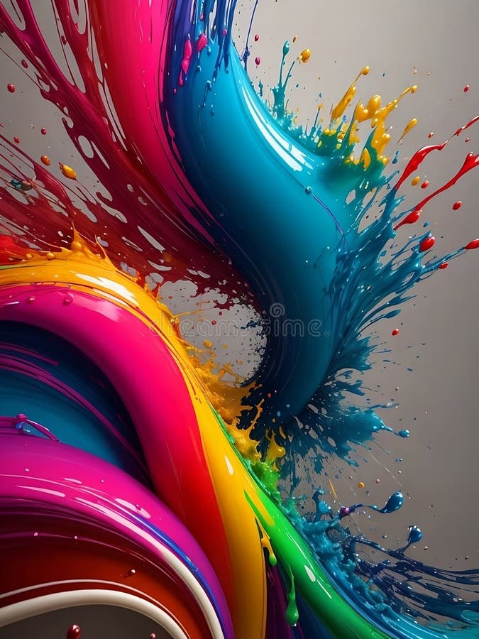 A Vibrant Stream of Multicolored Paint Shoots Up in a Thin. AI ...