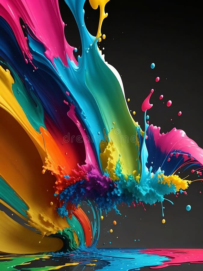 A Vibrant Stream of Multicolored Paint Shoots Up in a Thin. AI ...