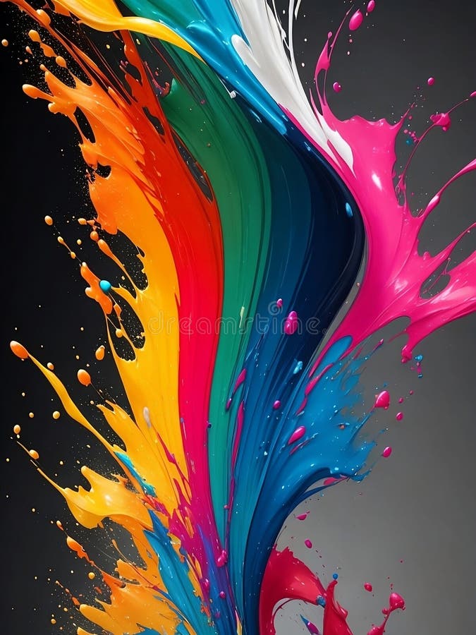 A Vibrant Stream of Multicolored Paint Shoots Up in a Thin. AI ...