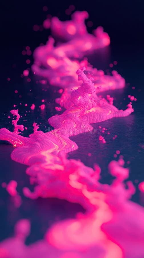 A Vibrant Stream of Pink Paint Flows Across a Dark Surface, Creating a ...