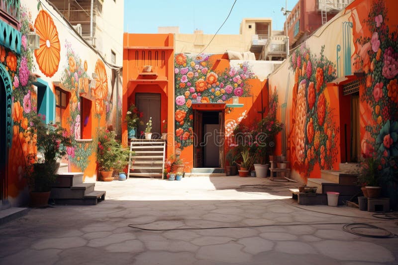 Vibrant Street Art Portraying Arabic Language Stock Illustration ...