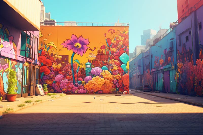 Vibrant Street Art Portraying Arabic Language Stock Illustration ...