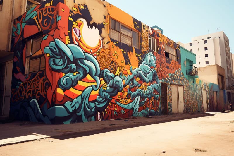 Vibrant Street Art Portraying Arabic Language Stock Illustration ...