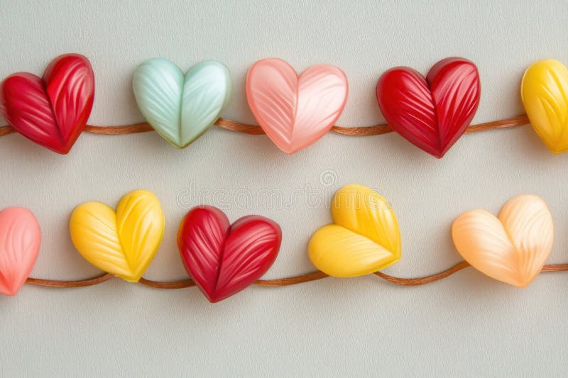 A Vibrant String Adorned with an Array of Colorful Hearts, Each ...