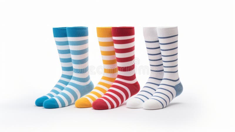 Vibrant Striped Socks in Red, Blue, and Yellow Uhd Image Stock ...