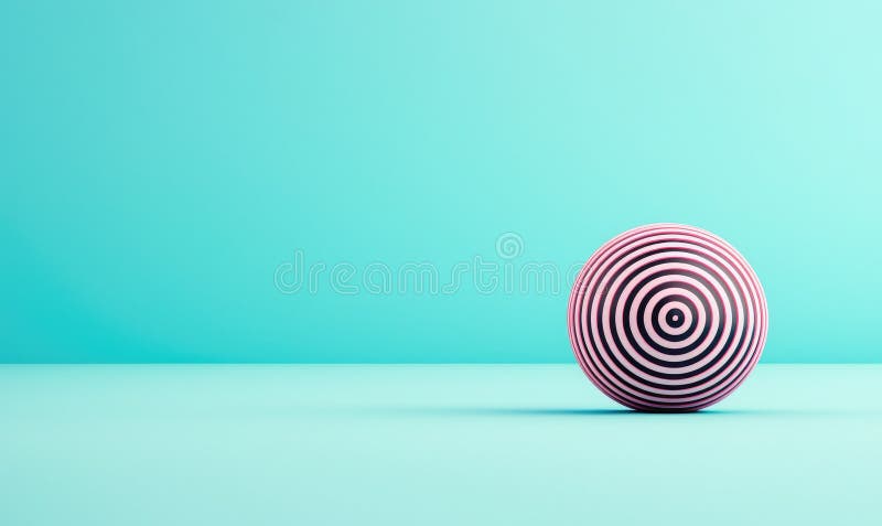 A Vibrant Striped Sphere Rests on a Smooth Surface, Creating a Striking ...