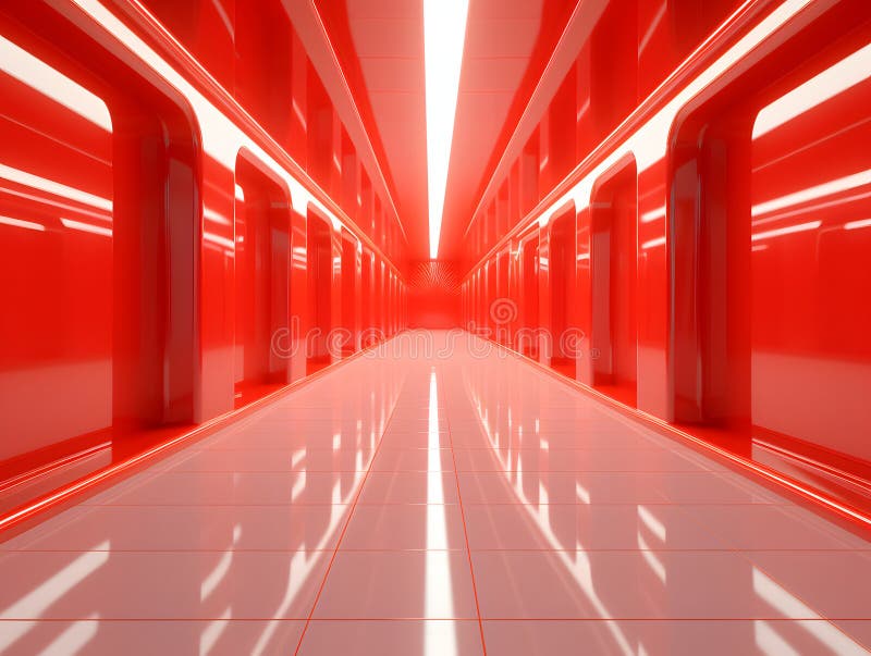 Studio bright red corridor stock illustration. Illustration of wall ...