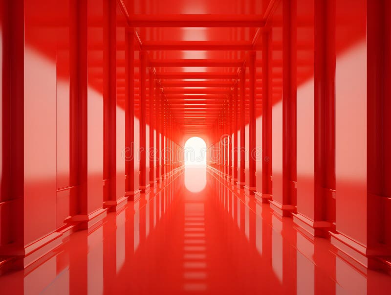 Studio bright red corridor stock illustration. Illustration of empty ...