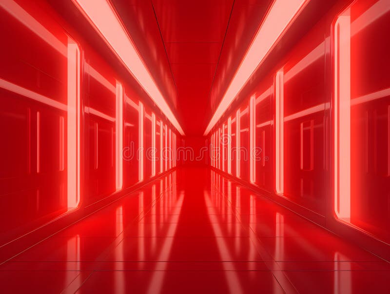 Studio bright red corridor stock illustration. Illustration of rays ...