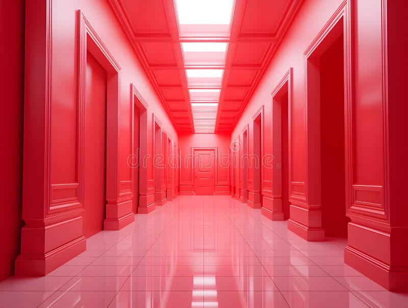 Studio bright red corridor stock illustration. Illustration of scifi ...