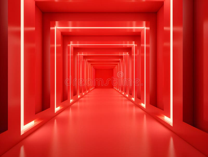 Studio bright red corridor stock illustration. Illustration of ...