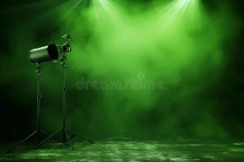 Vibrant Studio Flash Light Green Wall. Generate Ai Stock Photo - Image ...