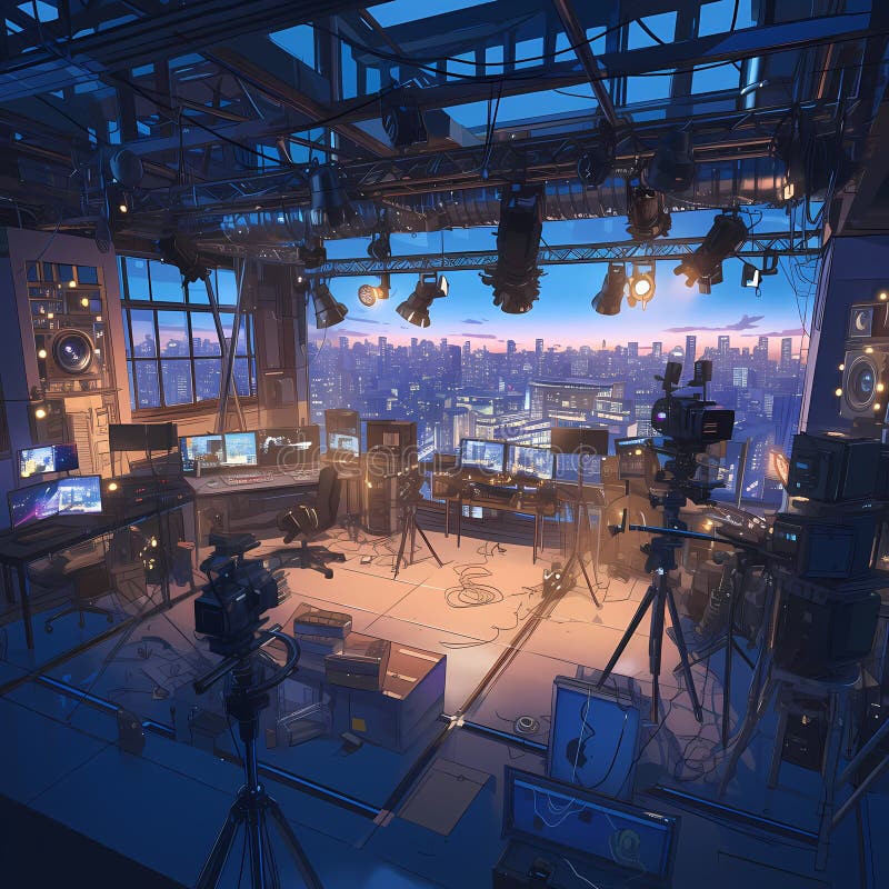 Vibrant Studio Set for Social Media Influencer Stock Illustration ...