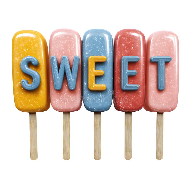 Five Colorful Popsicles Spelling Out the Word Sweet on a White ...