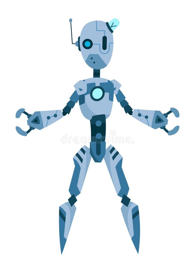 A Vibrant and Stylized Blue Robot Character Featuring Distinct Angular ...