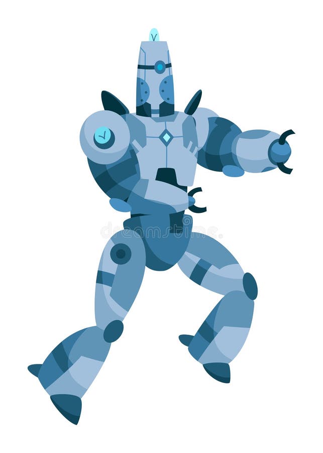 A Vibrant and Stylized Blue Robot Character Featuring Distinct Angular ...